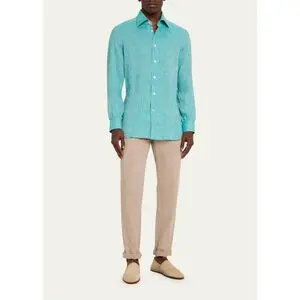 Kiton Solid Linen Button-down Shirt