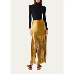 Akris Sequined Fringe Midi Skirt