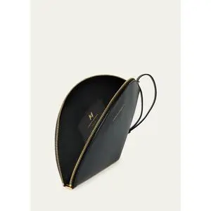 Carolina Herrera Consuelo Fan-shaped Leather Clutch Bag