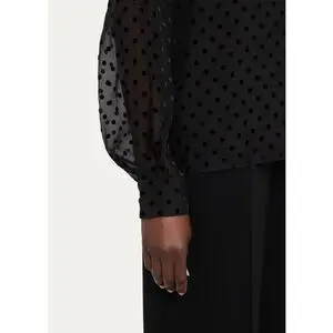Lafayette 148 New York Polka Dot High-neck Blouse