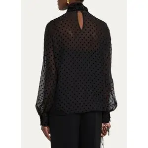 Lafayette 148 New York Polka Dot High-neck Blouse