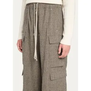 Rick Owens Melange Wool Wide-leg Drawstring Cargo Pants