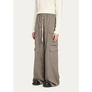 Rick Owens Melange Wool Wide-leg Drawstring Cargo Pants