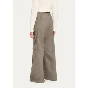 Rick Owens Melange Wool Wide-leg Drawstring Cargo Pants
