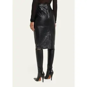 Stella McCartney Vegan Leather Gathered Midi Pencil Skirt