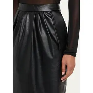 Stella McCartney Vegan Leather Gathered Midi Pencil Skirt