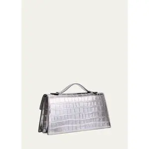 Alexander McQueen Skull Metallic Croc-embossed Leather Top-handle Bag