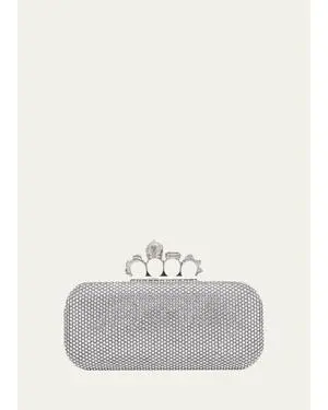 Alexander McQueen Punk Four Ring Rhinestone Leather Clutch Bag