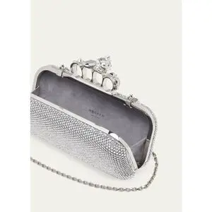 Alexander McQueen Punk Four Ring Rhinestone Leather Clutch Bag