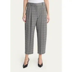 Stella McCartney Check Tapered Barrel-leg Crop Trousers