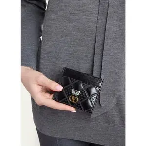 Valentino Garavani Butterfly-embroidered Quilted Leather Card Holder