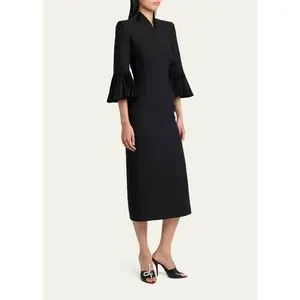 Valentino Garavani Embellished High-collar Midi Dress