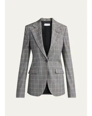 Stella McCartney Slim Checked Single-breasted Blazer Jacket - Grey