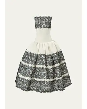 Carolina Herrera Strapless Guipure Lace Gown