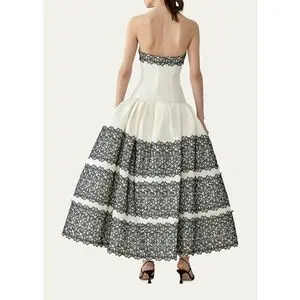 Carolina Herrera Strapless Guipure Lace Gown