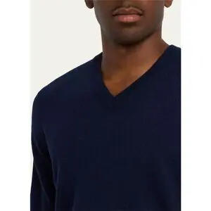 Brunello Cucinelli Cashmere Classic Fit V-neck Sweater - Navy