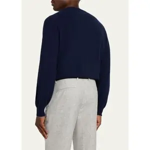 Brunello Cucinelli Cashmere Classic Fit V-neck Sweater - Navy