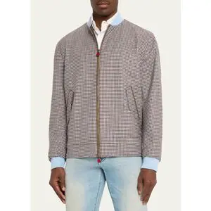 Kiton Houndstooth Check Wool And Silk Blouson