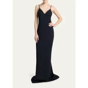 Stella McCartney Embellished V-neck Trumpet Gown