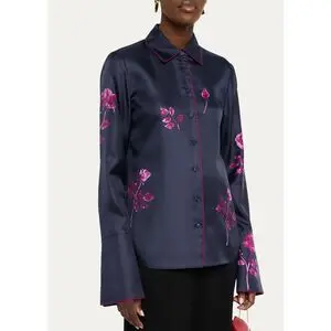 Lafayette 148 New York Floral-print Silk Twill Blouse