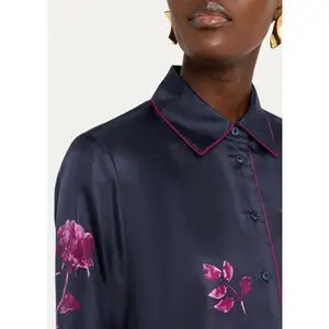 Lafayette 148 New York Floral-print Silk Twill Blouse