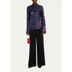 Lafayette 148 New York Floral-print Silk Twill Blouse