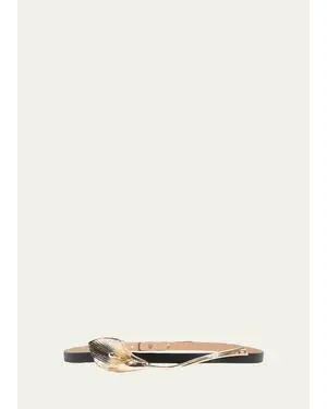 Carolina Herrera Calla Lily Leather Belt - Black