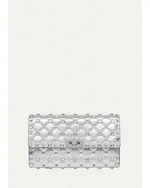 Valentino Garavani Quilted Metallic Leather Rockstud & Rhinestone Shoulder Bag