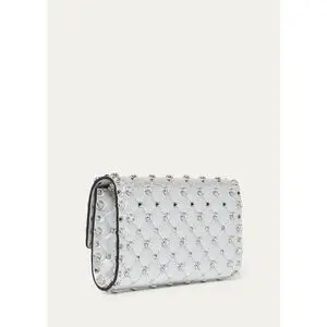 Valentino Garavani Quilted Metallic Leather Rockstud & Rhinestone Shoulder Bag