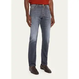 JACOB COHЁN Slim Straight-leg Washed Black Denim Jeans