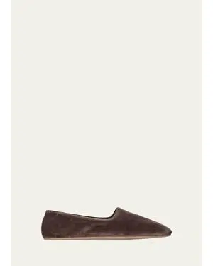 THE ROW Ponti Velvet Slippers - Medium Bro