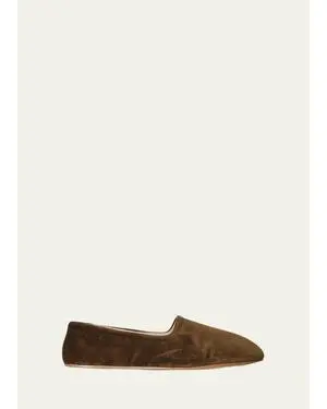 THE ROW Ponti Velvet Slippers - Moss