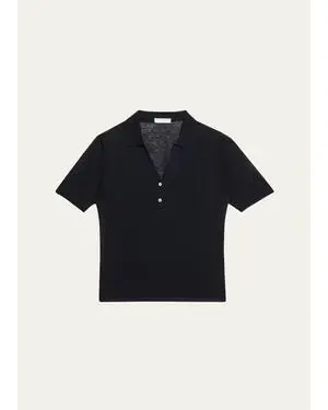Majestic Filatures Semi-sheer Knit Polo Shirt