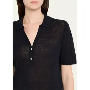 Majestic Filatures Semi-sheer Knit Polo Shirt