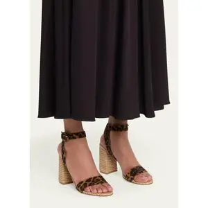 GIANVITO ROSSI 85mm -printed Suede And Raffia Sandals