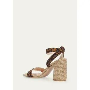 GIANVITO ROSSI 85mm -printed Suede And Raffia Sandals
