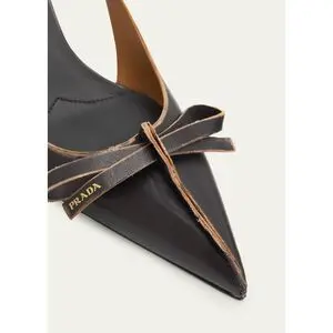 Prada 55mm Brushed Leather Slingback Pumps - Cuoio
