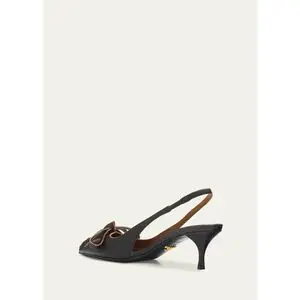 Prada 55mm Brushed Leather Slingback Pumps - Cuoio