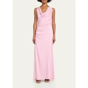 Simkhai Elinne Draped Off-shoulder Column Gown - Bubblegum