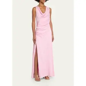 Simkhai Elinne Draped Off-shoulder Column Gown - Bubblegum