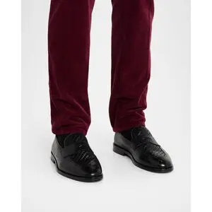 Brunello Cucinelli Woven Vamp Leather Penny Loafers - Black