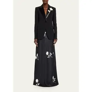 Lafayette 148 New York Floral Applique Peak-lapel Blazer