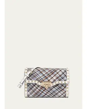 Valentino Garavani Small Woven Leather-trim Rockstud Crossbody Bag