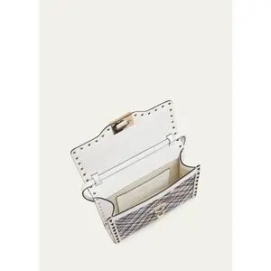 Valentino Garavani Small Woven Leather-trim Rockstud Crossbody Bag