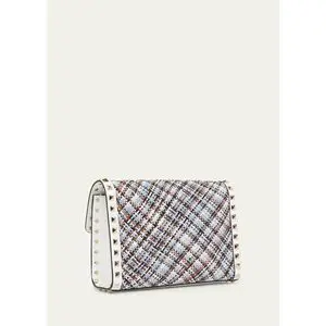 Valentino Garavani Small Woven Leather-trim Rockstud Crossbody Bag