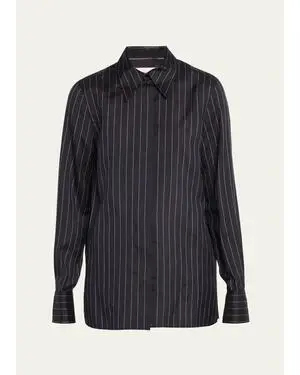 Lafayette 148 New York Pinstripe Button-front Blouse