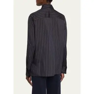 Lafayette 148 New York Pinstripe Button-front Blouse
