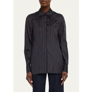 Lafayette 148 New York Pinstripe Button-front Blouse