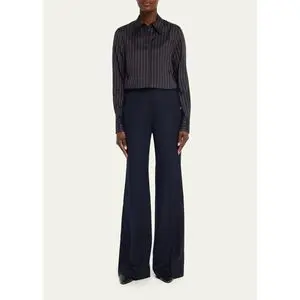Lafayette 148 New York Pinstripe Button-front Blouse