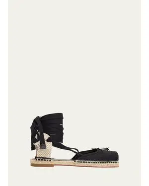 CHRISTIAN LOUBOUTIN Cassiadrilla Canvas Lace-up Espadrilles - Black